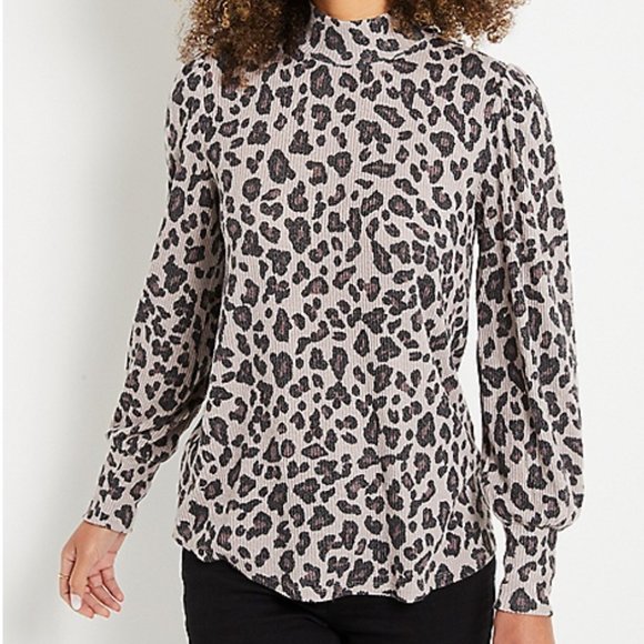 Tops | Leopard Print Turtle Neck Top | Poshmark
